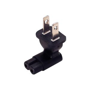 NEMA 1-15P IEC 320 C7 Power Plug Adapter figure-8 Down Angled
